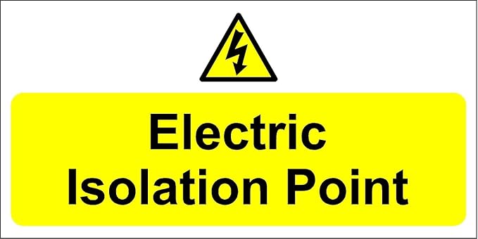 Electric isolation point sign - Self adhesive sticker 200mm x 100mm ...