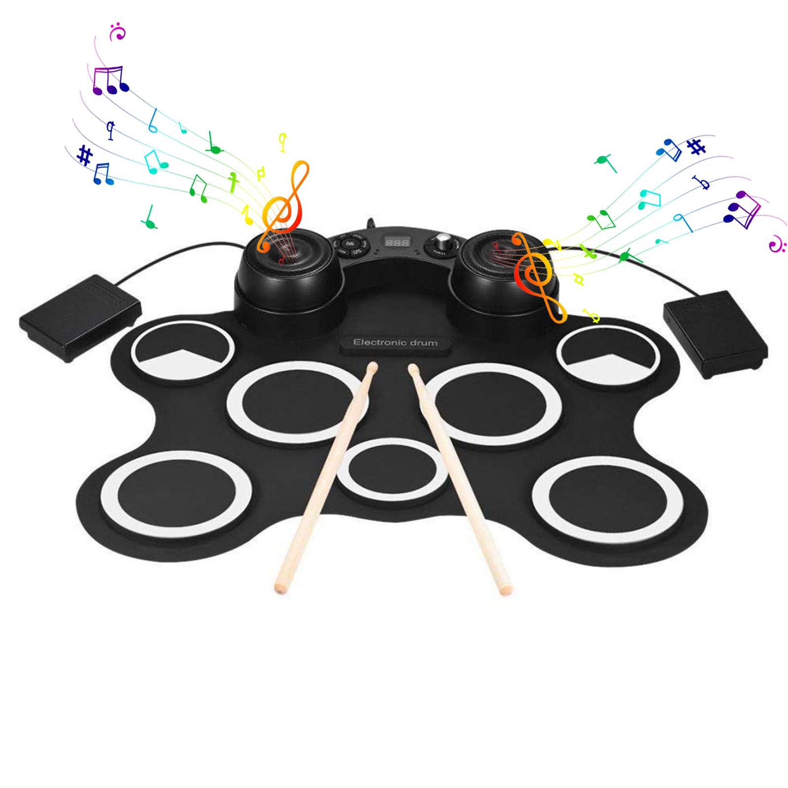 Mua Portable Electronic Drum Set with Dual Speakers, Roll-Up Electronic ...