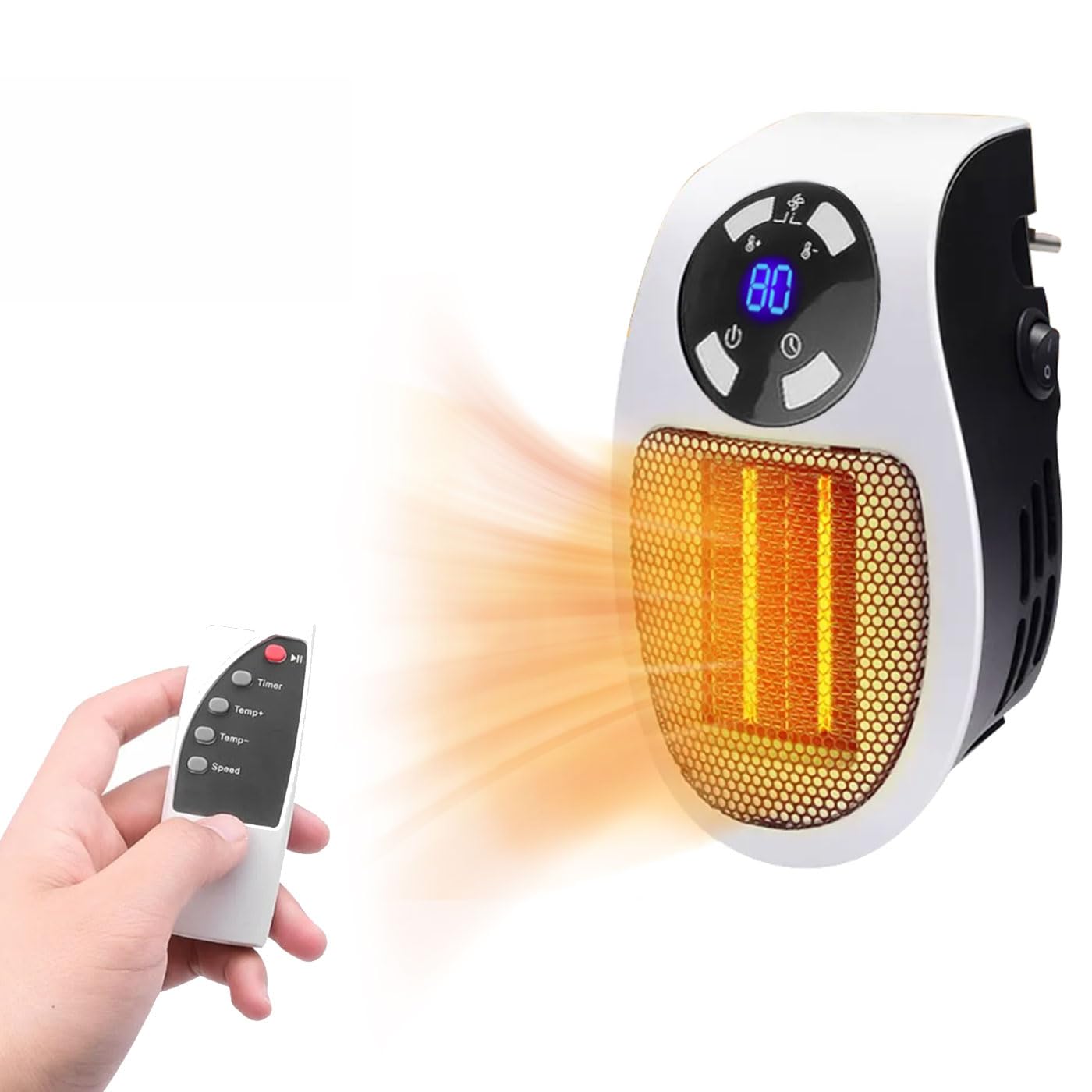 Portable Plug in Heater, 500W Small Electric Heater with Overheat ...