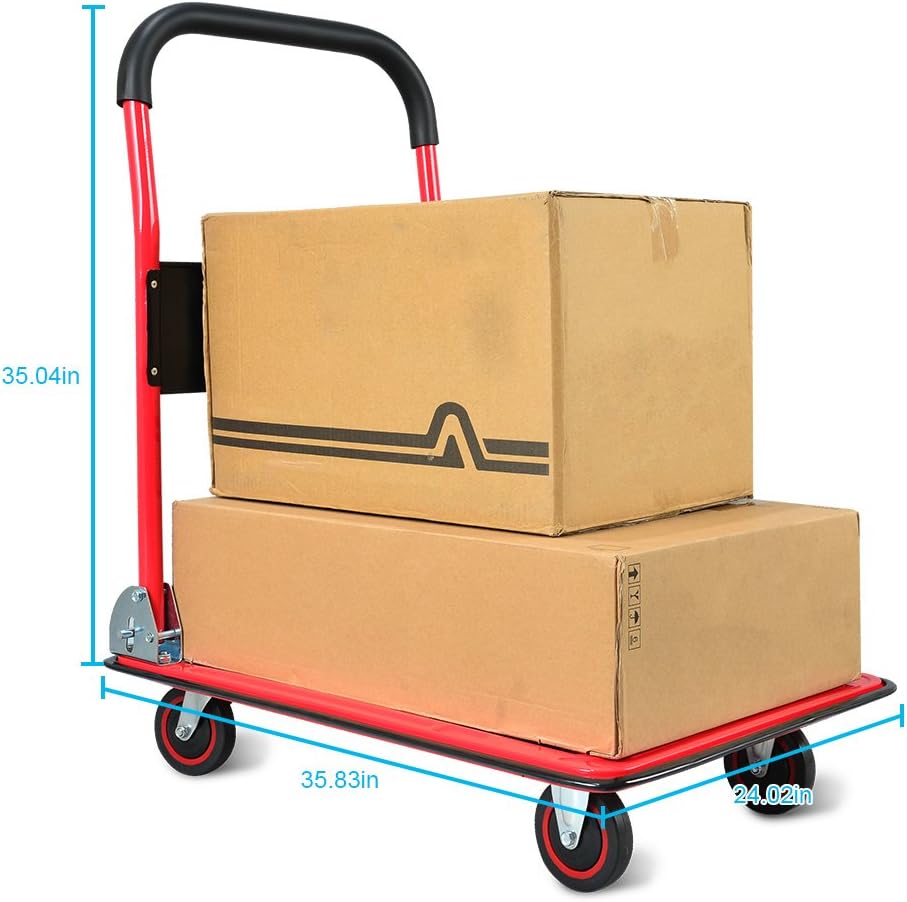 Push Cart Dolly by Wellmax Yellow Color Moving Platform Hand Truck ...