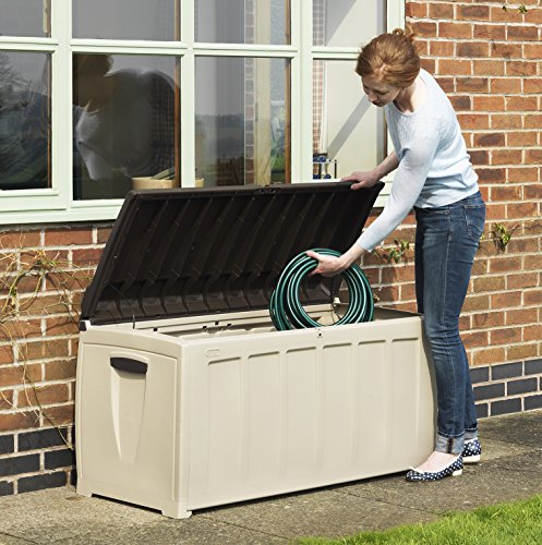 Keter 17185300 Kissenbox Storage Box with seat 340L, Kunststoff, beige / braun - garten.im-shop.at