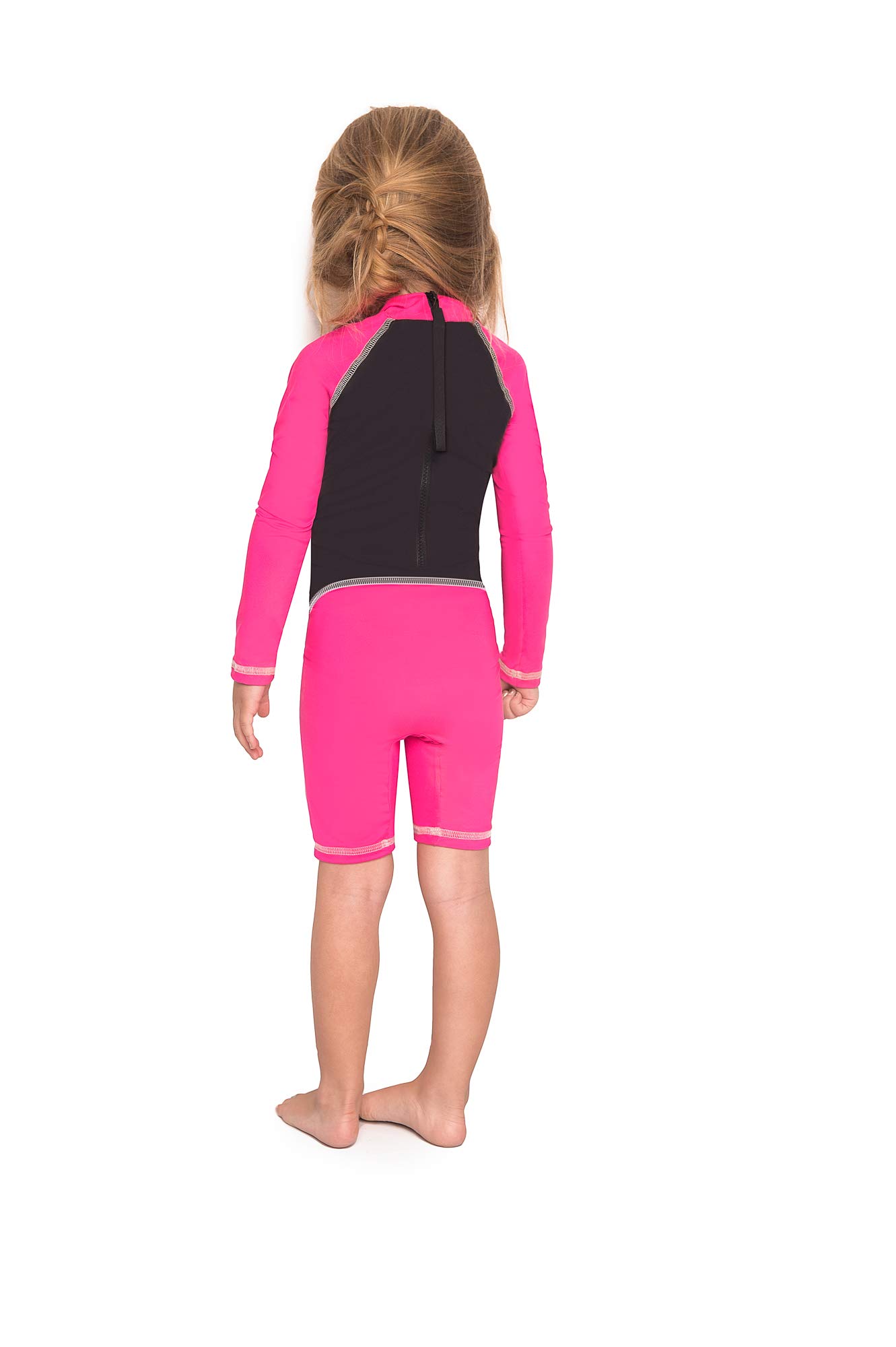 Color Fingers Girls' One Piece Swimsuit with Back Zipper, Black/Pink ...