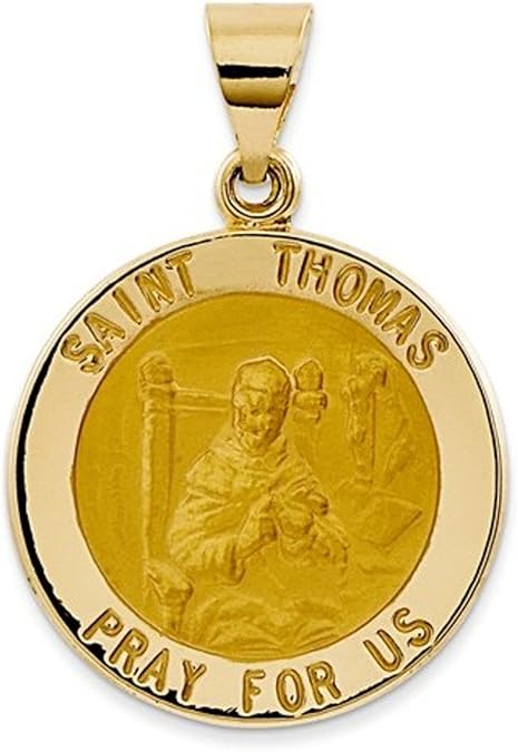 Amazon.com: 14k Yellow Gold St. Thomas Medal Pendant (22X20MM ...