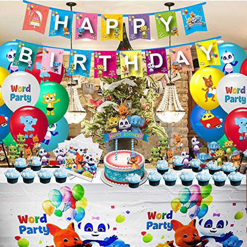 Word Party Birthday Party Supplies Set, Word Party Party Decoration ...