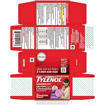 Amazon.com: TYLENOL Children's Pain + Fever Chewables Tablets 160 mg ...