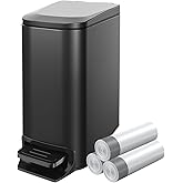 Amazon.com: TIPGO Slim Bathroom Trash Can with Lid Soft Close, 6 Liter ...