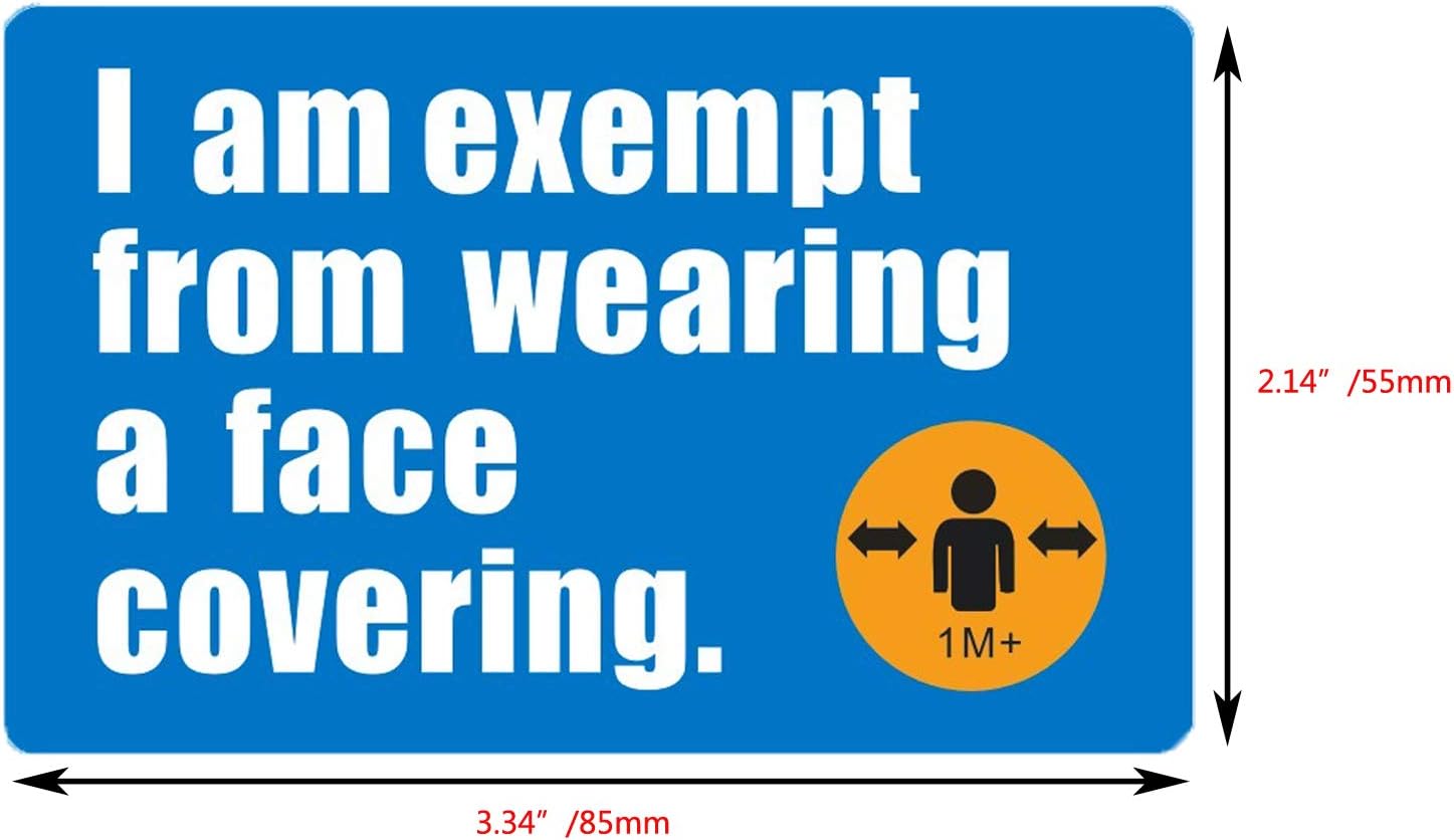 2 pcs Mask Exemption Card,Exemption from face Covering Badge Health ID ...