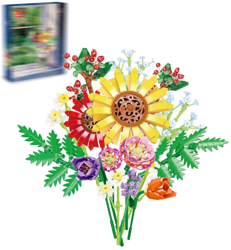 Flower Bouquet Building Blocks Set, Creative Artificial Eternal Flower ...