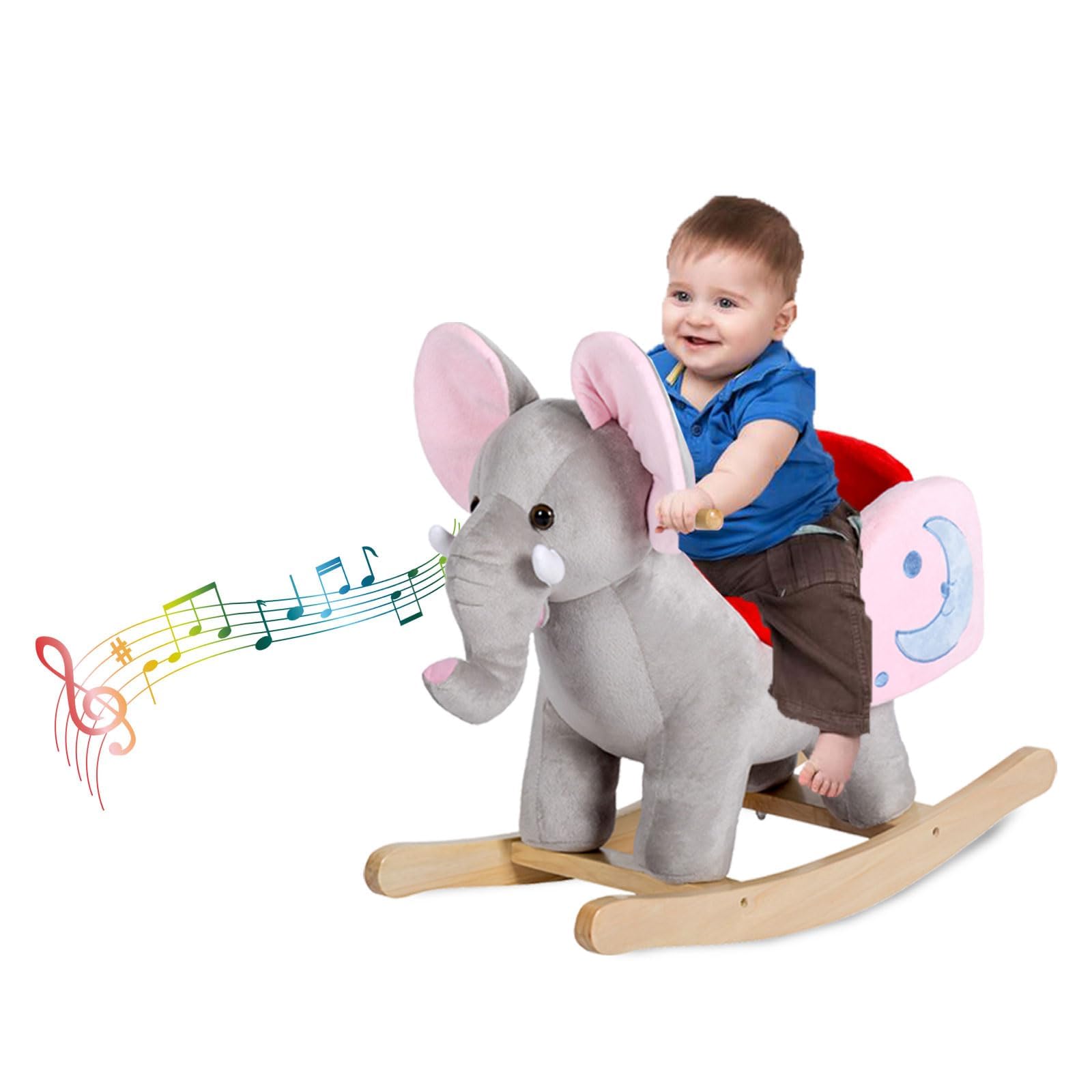 J-SUN-7 Rocking Horse for Toddlers - Elephant Themed Rocking Animal ...