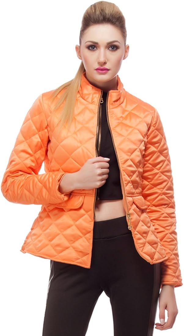 Buy HERMOSEAR Quilted Peach Peplum Jacket at Amazon.in