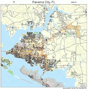 Large Street & Road Map of Panama City, Florida FL - Printed poster ...