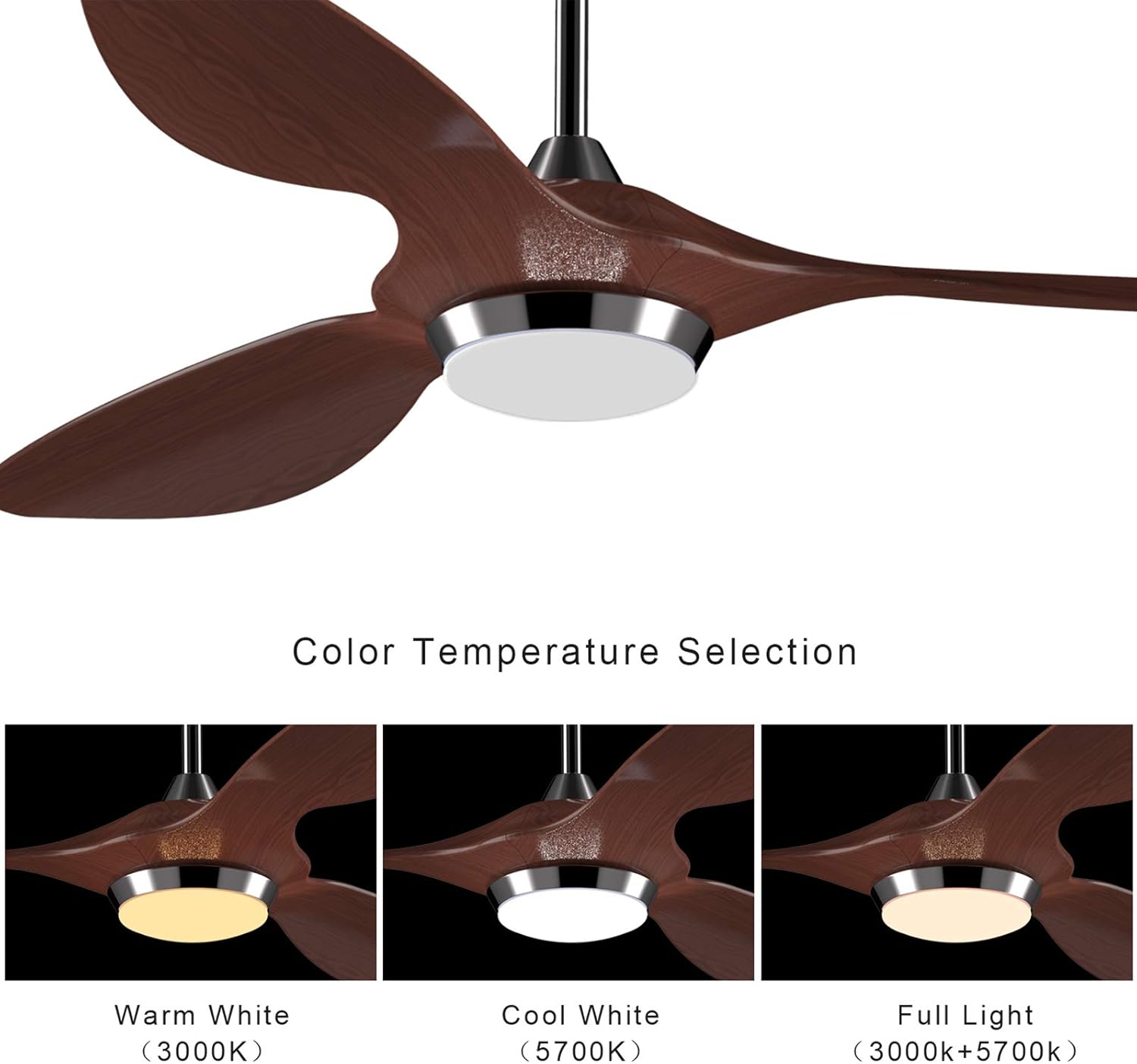 reiga 132 cm Hand-Painted Ceiling Fan with Dimmable LED Light Remote ...