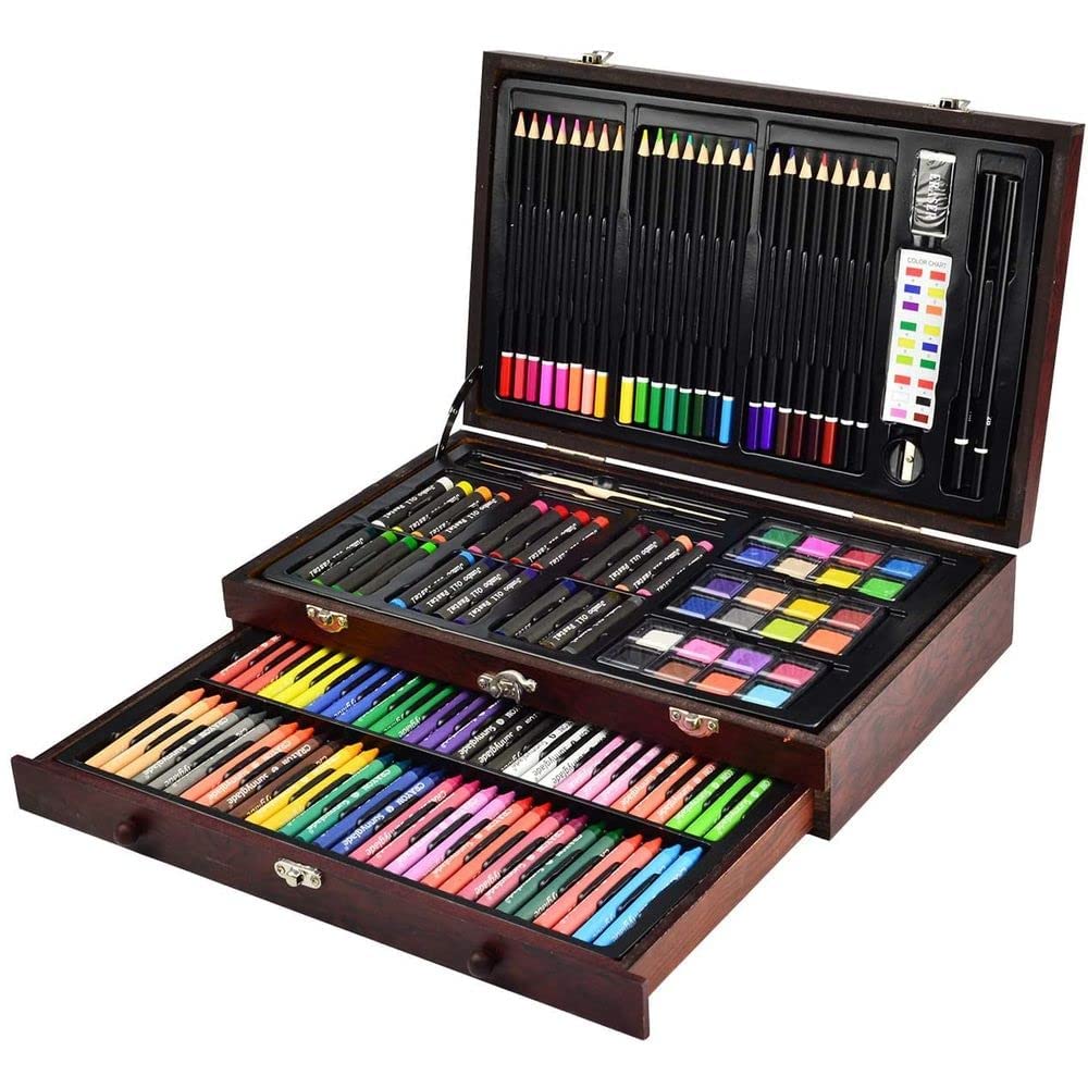 Mua 145 Piece Deluxe Art Set, Wooden Box & Drawing Kit with Crayons ...