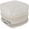 Amazon.com: REDEARTH · UNSTUFFED Pouf Ottoman Cover Boho Textured Storage Cube Poof, Farmhouse ...