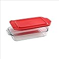 Amazon.com: Pyrex Basics 2 Quart Glass Oblong Baking Dish with Red ...