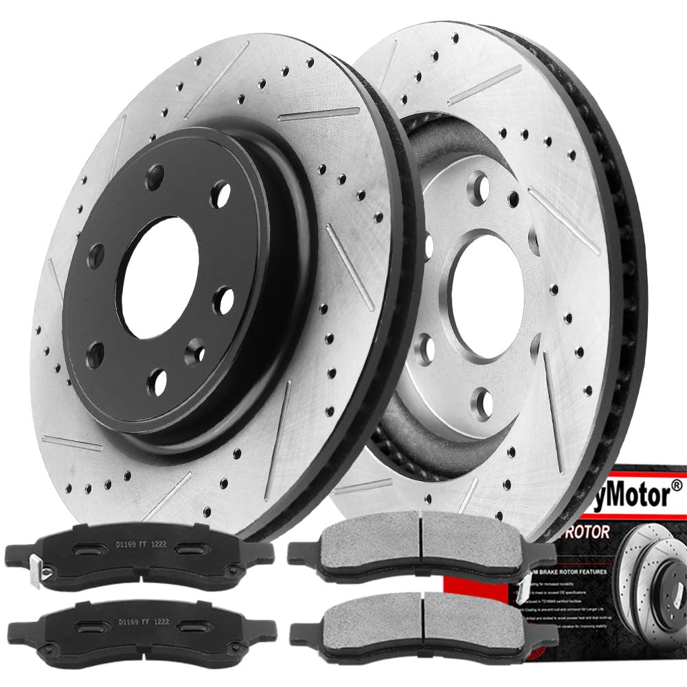 MotorbyMotor 325mm Front Brake Kit Rotors and Brake Pads Fits for Buick ...