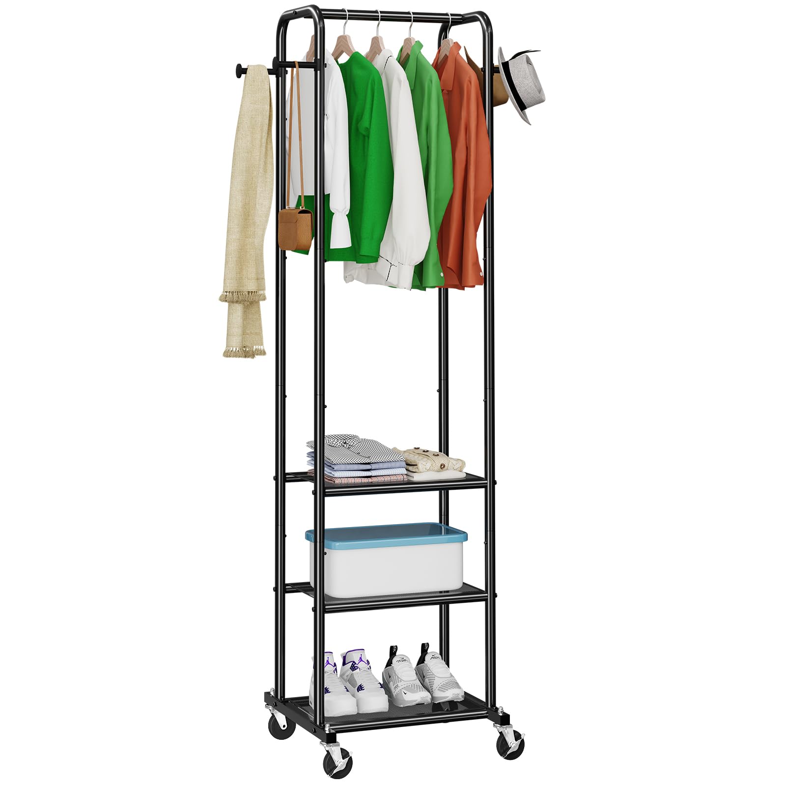 Ekisemio Heavy Duty Clothing Rack on Wheels, Small Clothes Rack for ...