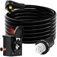 50 Amp Generator Cord and Power Inlet Box, 20FT Generator Cords 50 Amp,125V/250V Generator Power ...