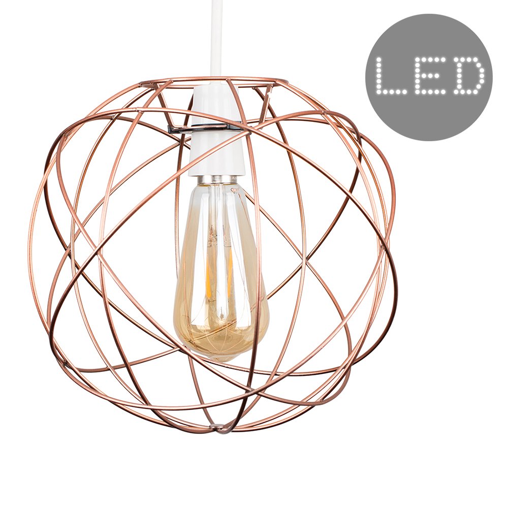 Retro Style Atom Design Copper Metal Basket Cage Ceiling Pendant Light ...