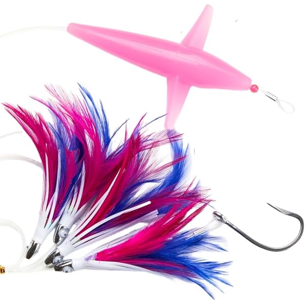 Buy Trolling Lures Feathers 5 Colors 6 Inch Fully Rigged Tuna Teasers ...