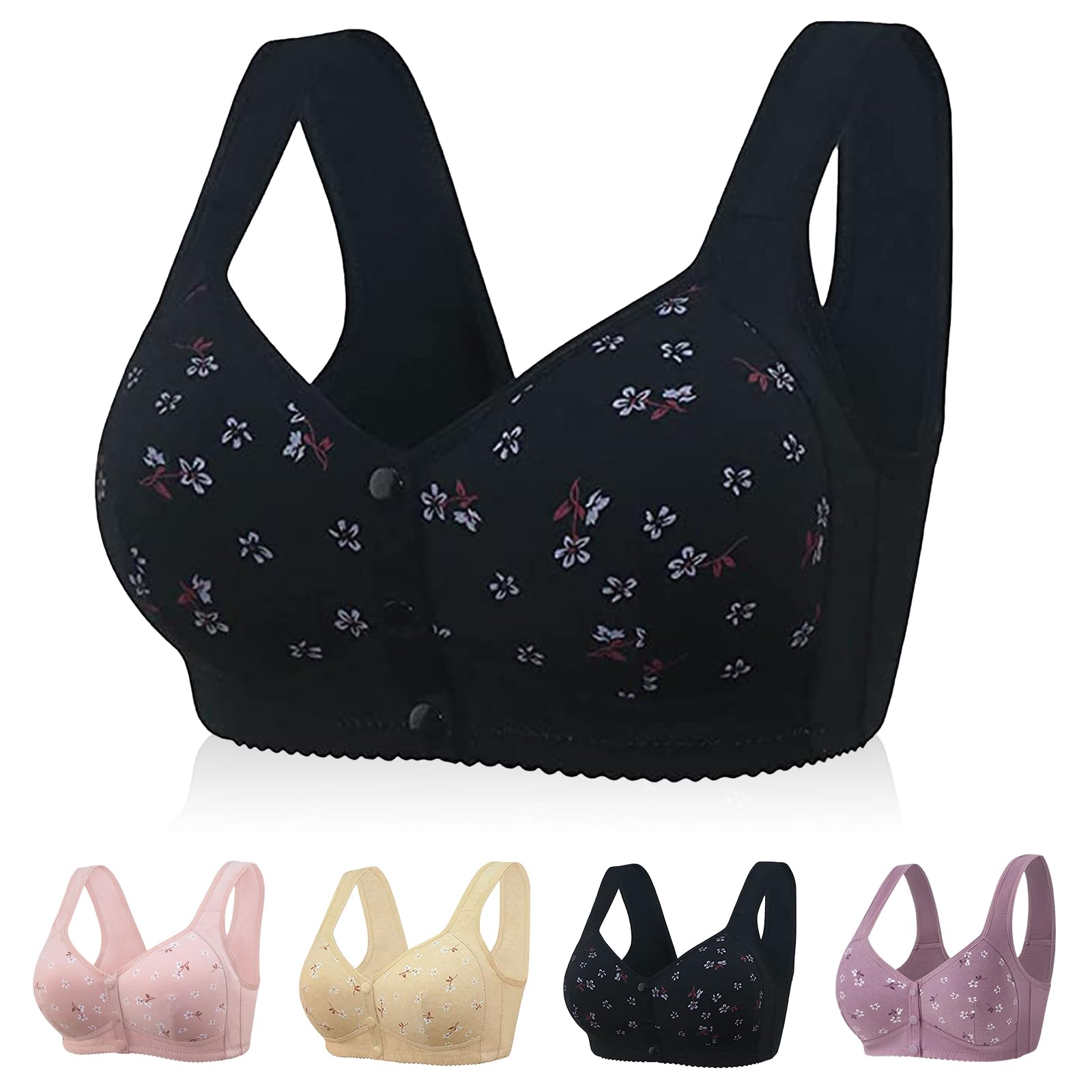 Daisy Bras for Older Women, Snap Front Bra,Everyday Sleep Bras ...