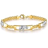 Amazon.com: Emptizer Gold Link Bracelets 18K Gold Plated Charm ...