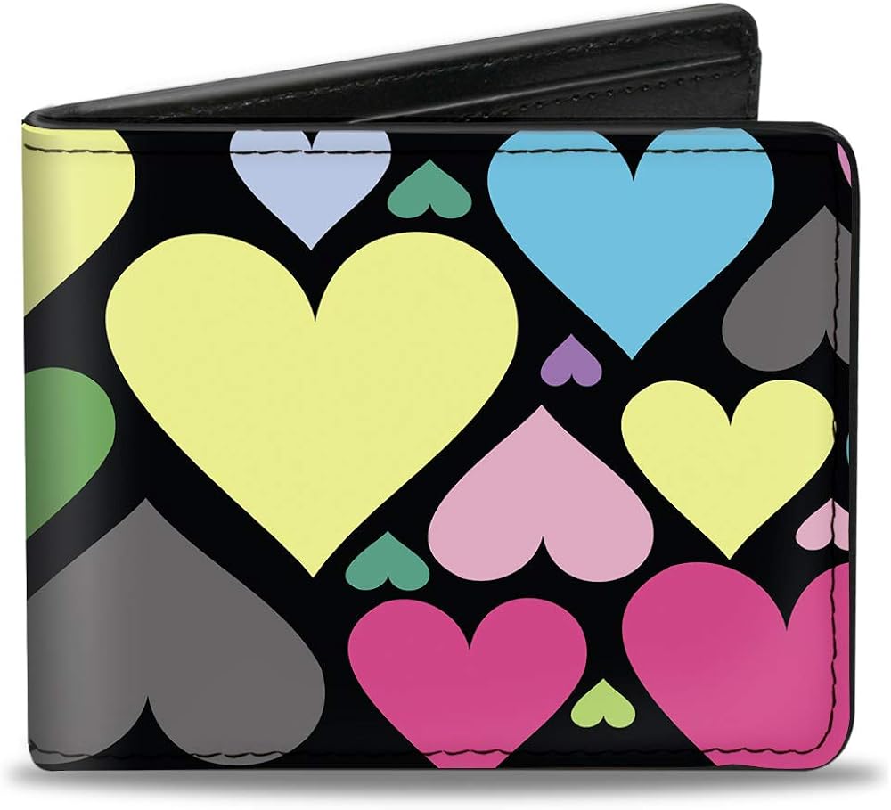 Amazon.com: Buckle-Down Men's Standard Bifold Wallet Hearts, 4.0" x 3.5 ...