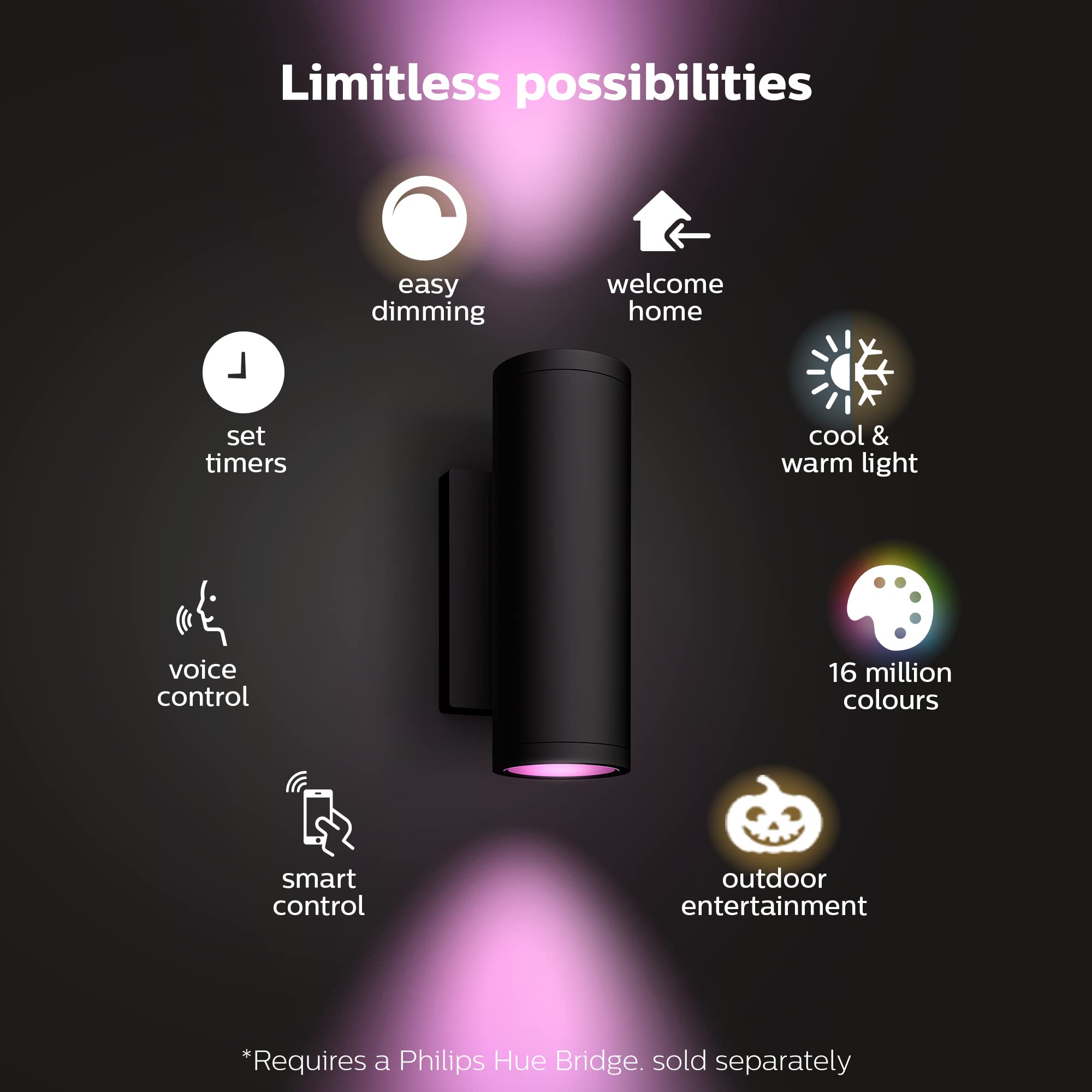 Mua Philips Hue Appear Outdoor Smart Wall Light, Black - White and ...