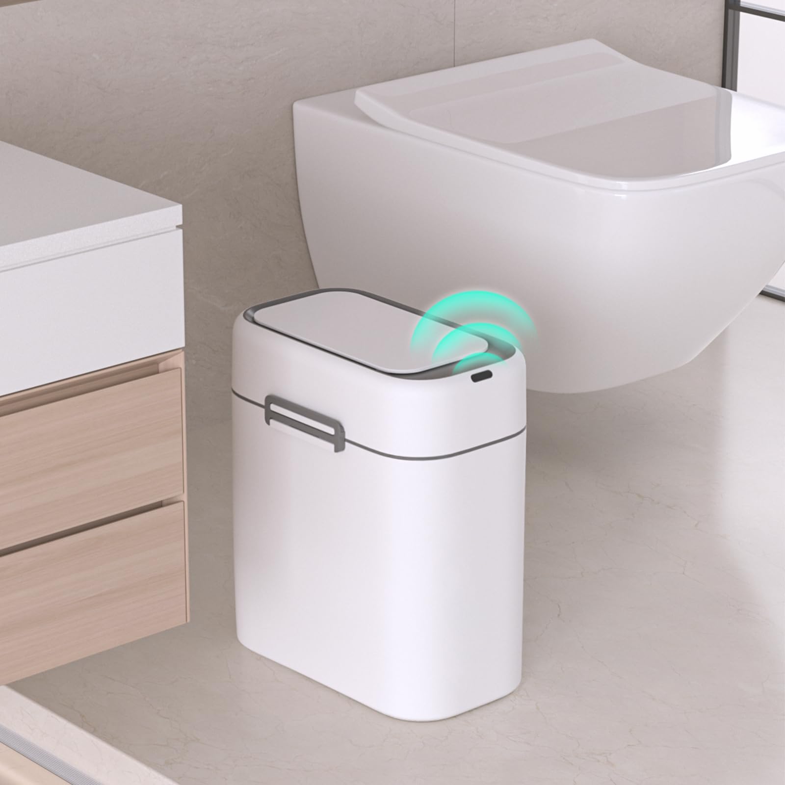 ELPHECO 2.5 Gallon Garbage Can with Buckle-up Latches, Motion Sensor ...