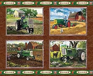Amazon.com: Oliver Tractor Panel Cotton Fabric, Brown