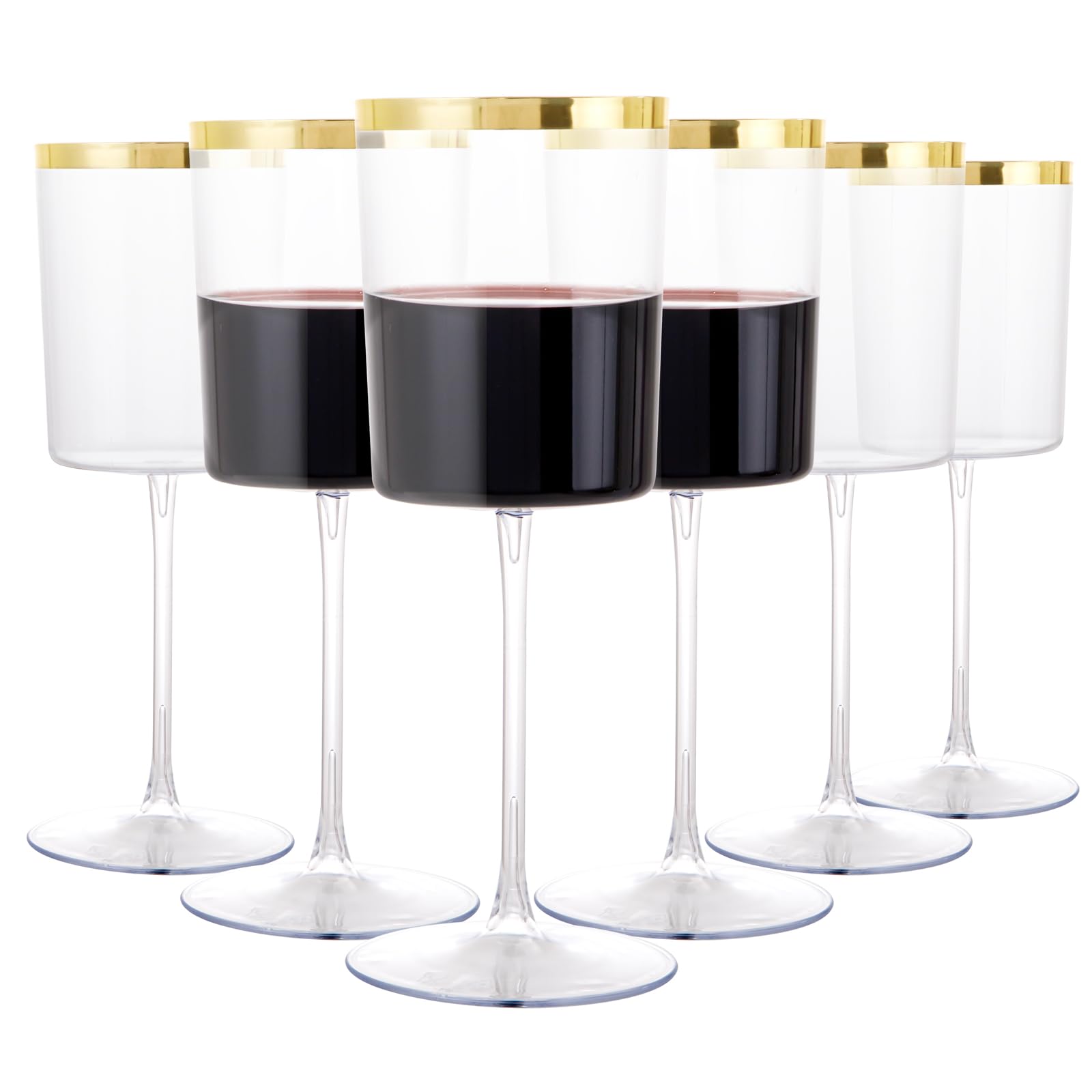 Ciaell 12 Pack Gold Plastic Wine Glasses - 14 Oz Plastic Wine Glasses ...