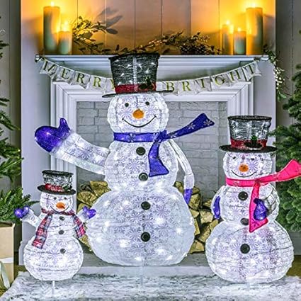 Outdoor Collapsible Light Up Snowman - LED Christmas Decoration with ...