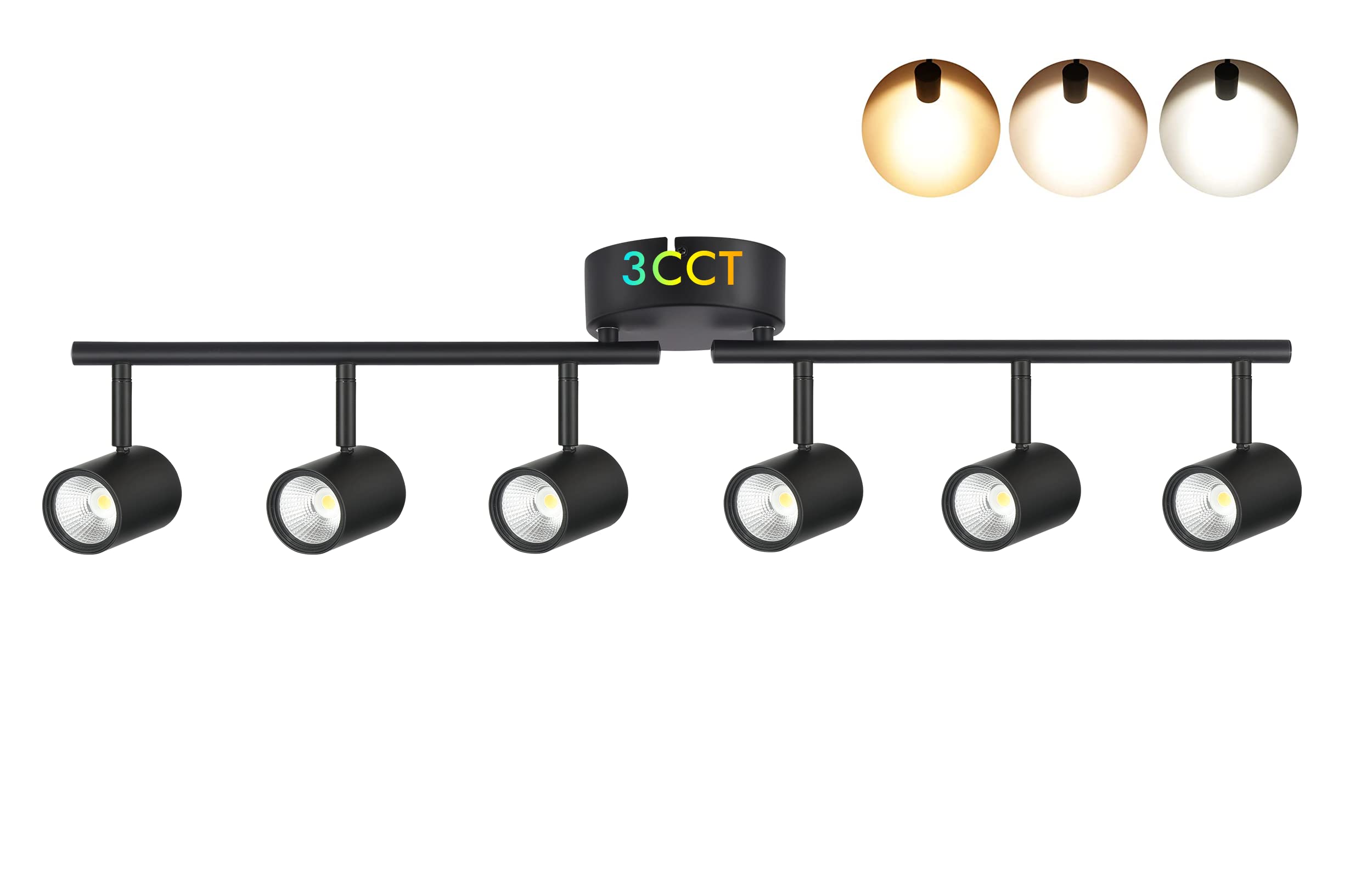 CLOUDY BAY 40W 6-Head LED Dimmable Track Light Kit,3000K/4000K/5000K ...