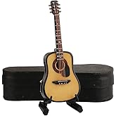 Amazon.com: Dselvgvu Wooden Miniature Guitar with Stand and Case Mini ...