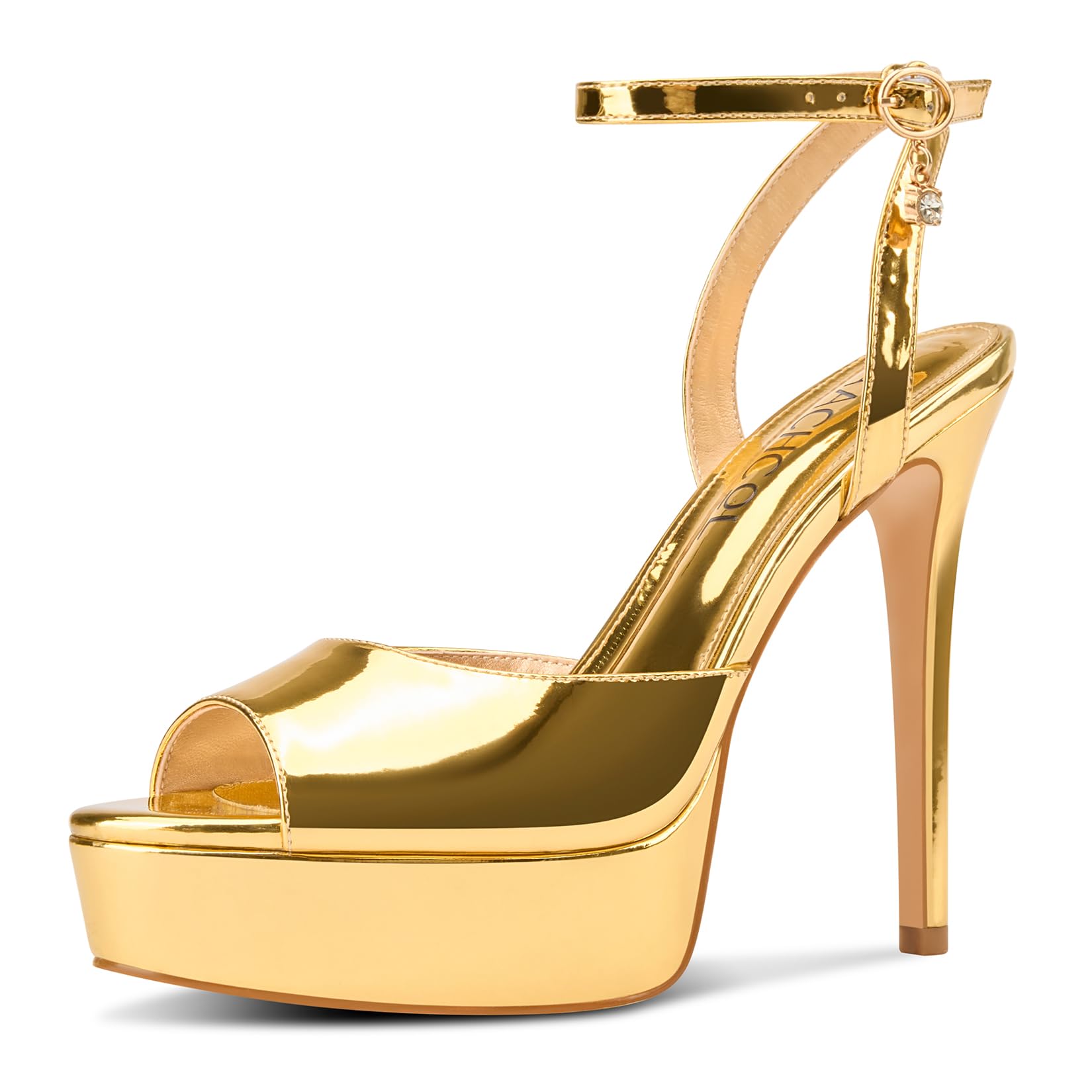 Aachcol Platform High Heel Sandals Peep Open Toe Stiletto Heels Ankle ...