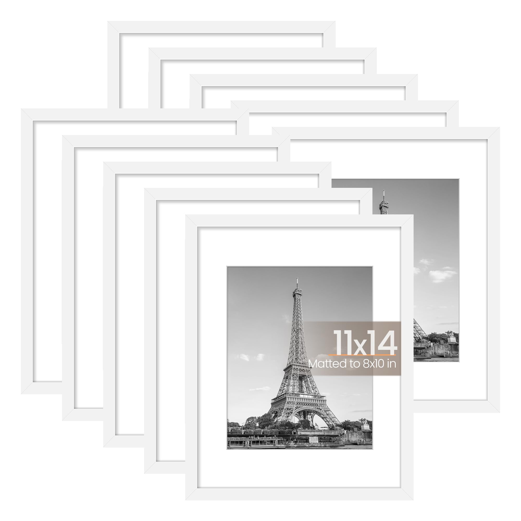 upsimples 11x14 Picture Frame Set of 10, Display Pictures 8x10 with Mat ...