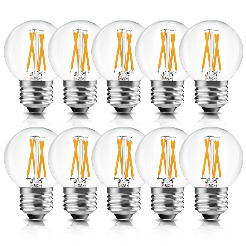 BRIMAX 10 Pack G16.5 LED Light Bulbs 60 Watt, E26 Dimmable Small Globe ...