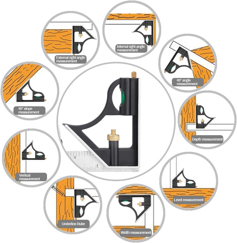 Laelr 12” Combination Square Heavy Duty Set Square Measuring Tool Kits ...