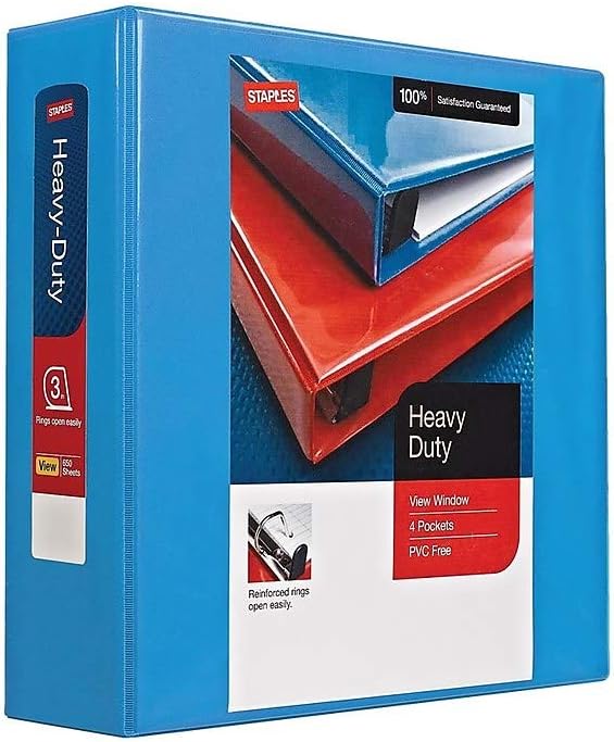 Amazon.com : Staples 976042 3-Inch Staples Heavy-Duty View Binder with ...
