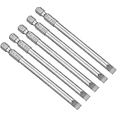 uxcell 10 Pcs 6mm Slotted Tip Magnetic Flat Head Screwdriver Bits, 1/4 Inch Hex Shank 2-inch ...