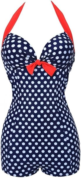 ADELINA Ladies Retro 40S Swimwear Boyleg 50S One Piece Monokini ...