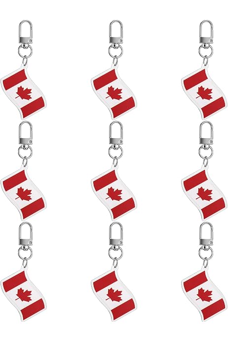 10 Pcs Canada Flag Keychains - Maple Leaf Zinc Alloy Keyrings For ...