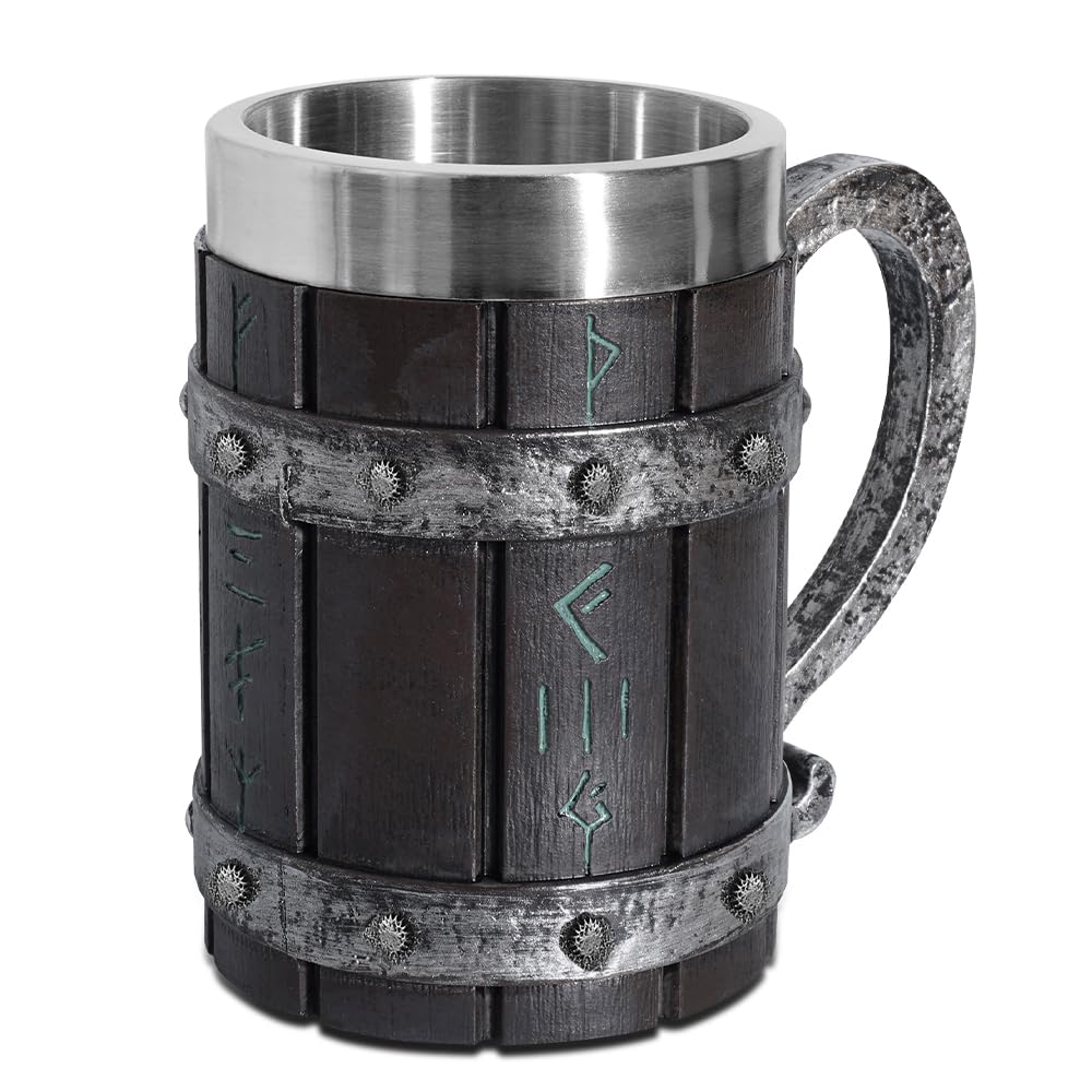 Mua SGZIOO Medieval Wooden Tankard with Stainless Steel, 600 ml Barrel ...