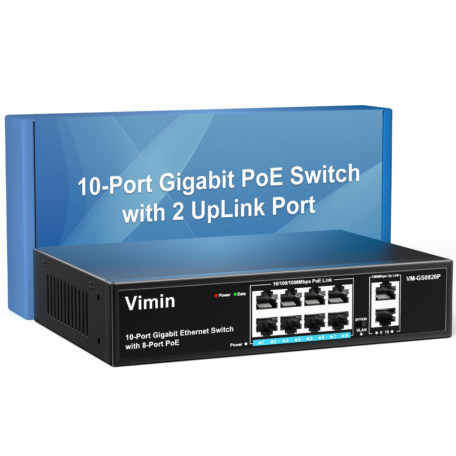 Mua VIMIN 8 Port Gigabit PoE Switch with 2 Uplink Gigabit Ports, 10 Port Unmanaged Ethernet PoE ...