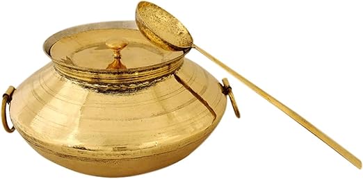 Eco-100% Pure Brass Handmade Pital- Pot Biryani Handi-(3Ltr) with Lid ...
