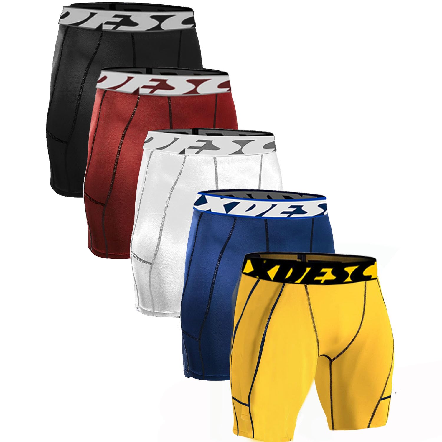 Luxdesc 5Pack Mens Underwear Boxer Briefs 6" Underwear Tagless Wide ...