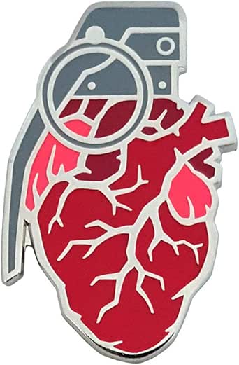 Amazon.com: Pinsanity Retro Heart Grenade Enamel Lapel Pin: Clothing