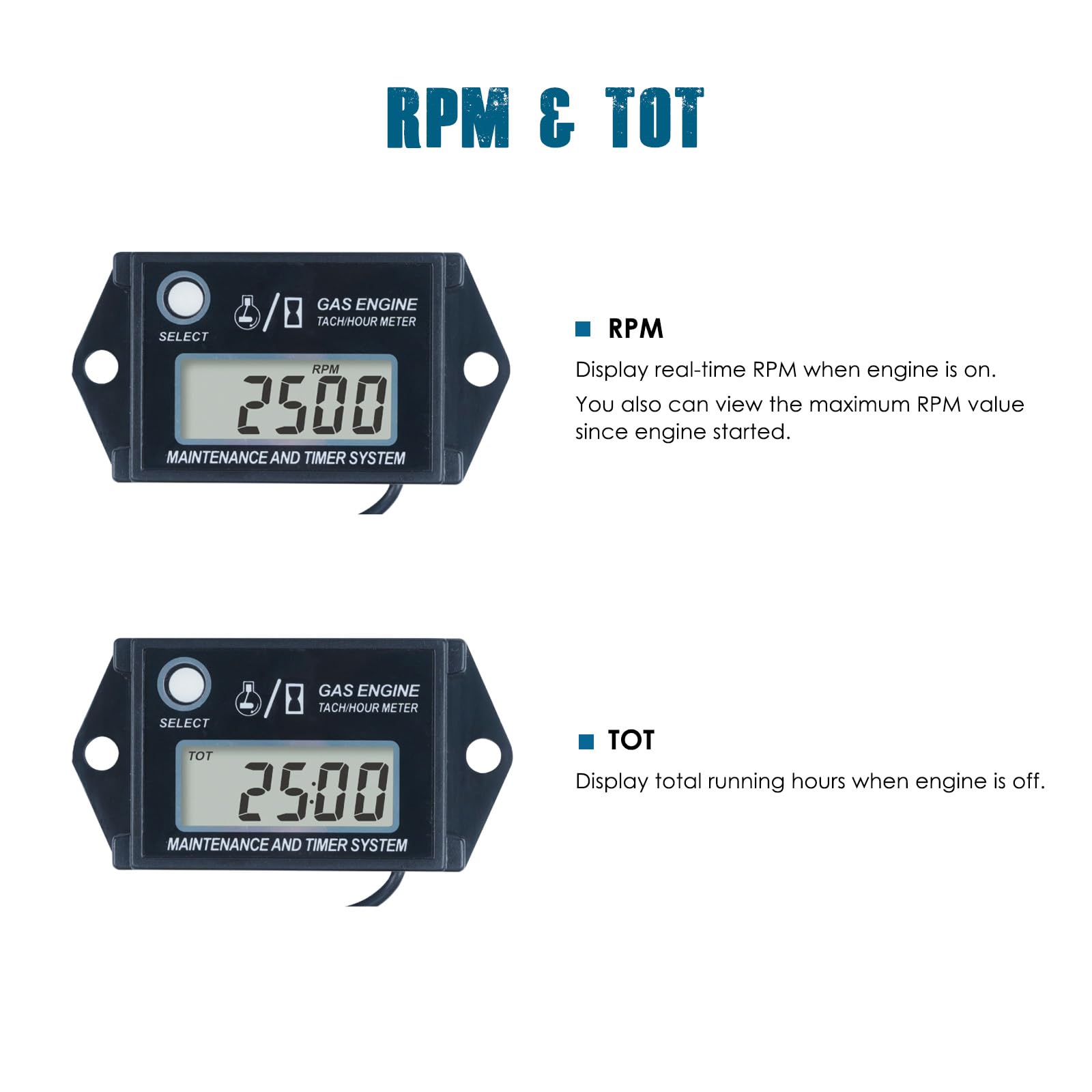 Mua Runleader Digital Hour Meter Tachometer, Maintenance Reminder, Max ...