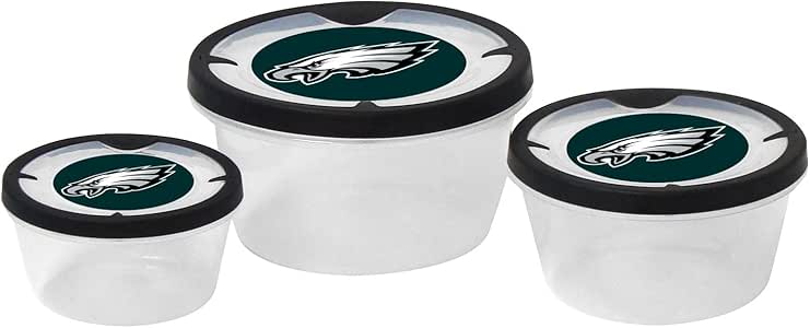Amazon.com: NFL Philadelphia Eagles Round Plastic Storage Containers (3 ...