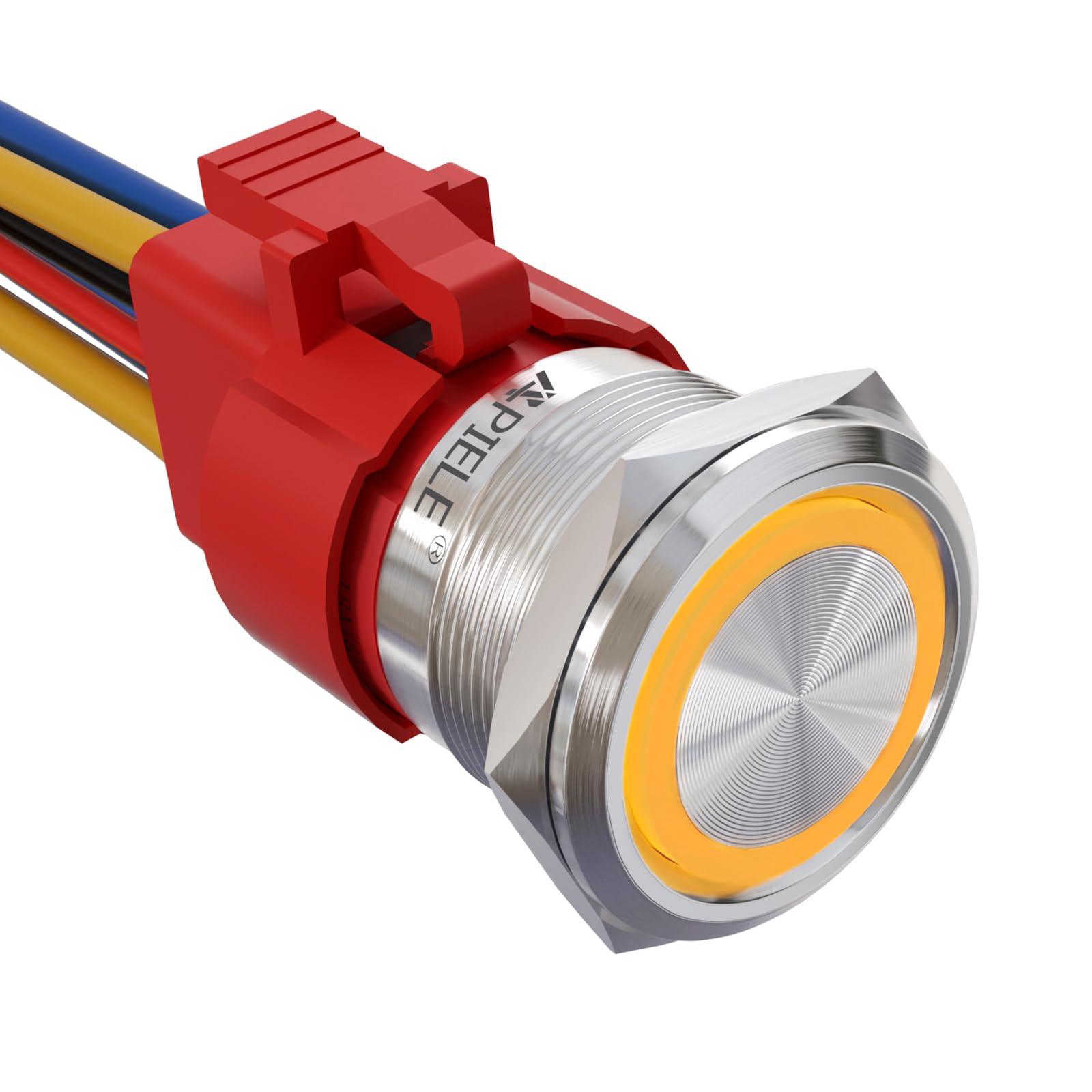 APIELE 10 Amp 22mm Latching Push Button Switch 12V Angel Eye LED Waterproof Stainless Steel ...